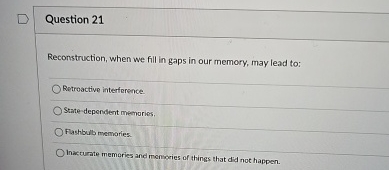 Solved Question 21Reconstruction, when we fill in gaps in | Chegg.com