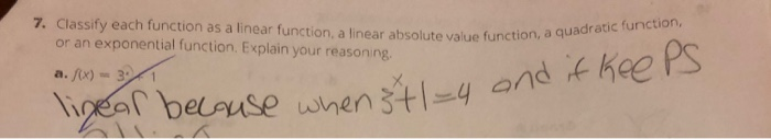 Solved 7. Classify each function as a linear function, a | Chegg.com