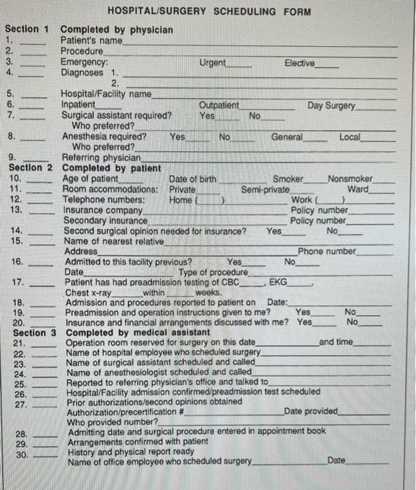 Solved Using Patient Information For Medical Records And Chegg