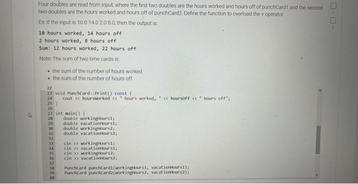Solved Four doubles are read from input, where the first two | Chegg.com