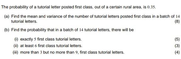 Solved The probability of a tutorial letter posted first | Chegg.com