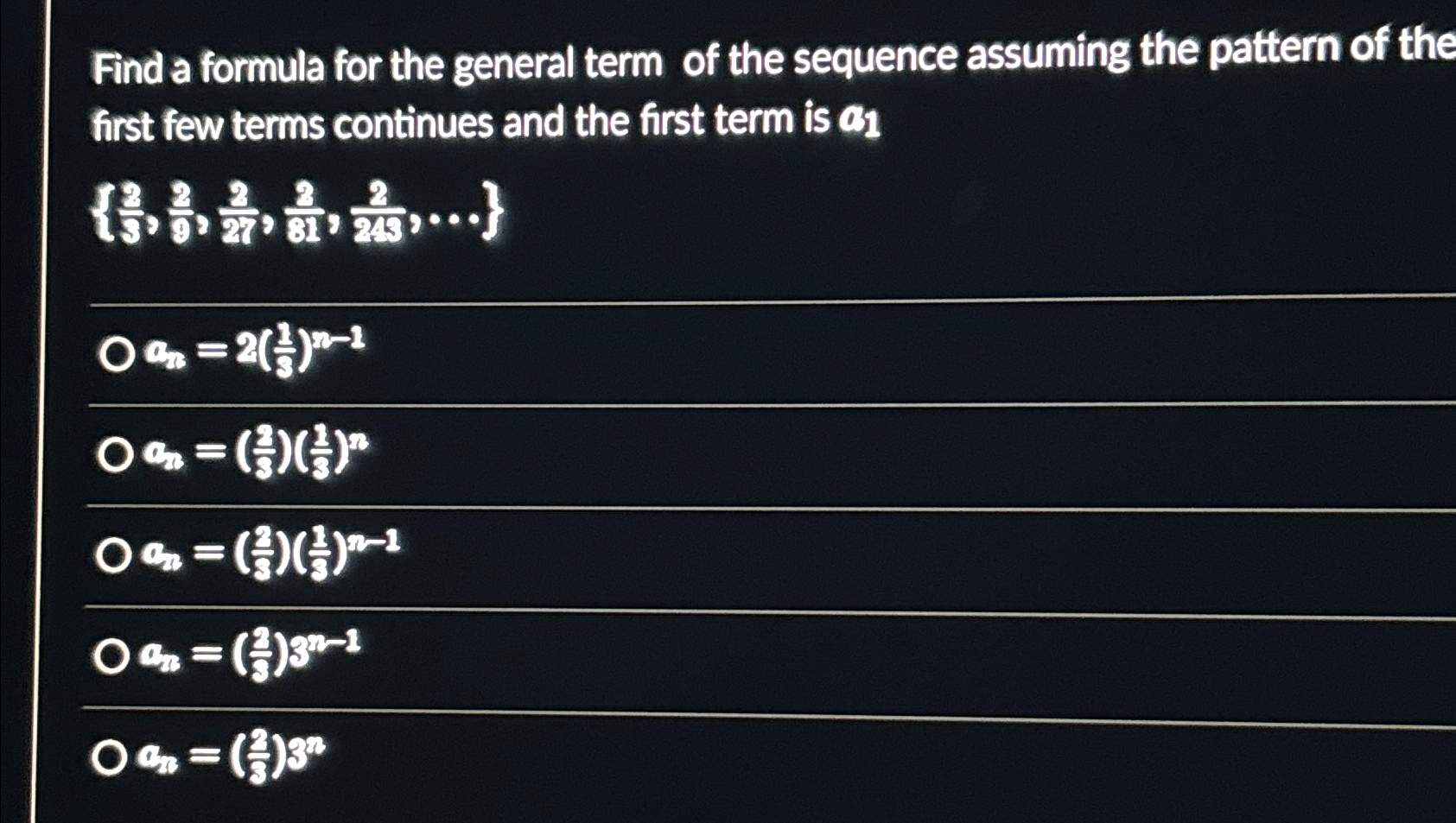Solved Find a formula for the general term of the sequence | Chegg.com