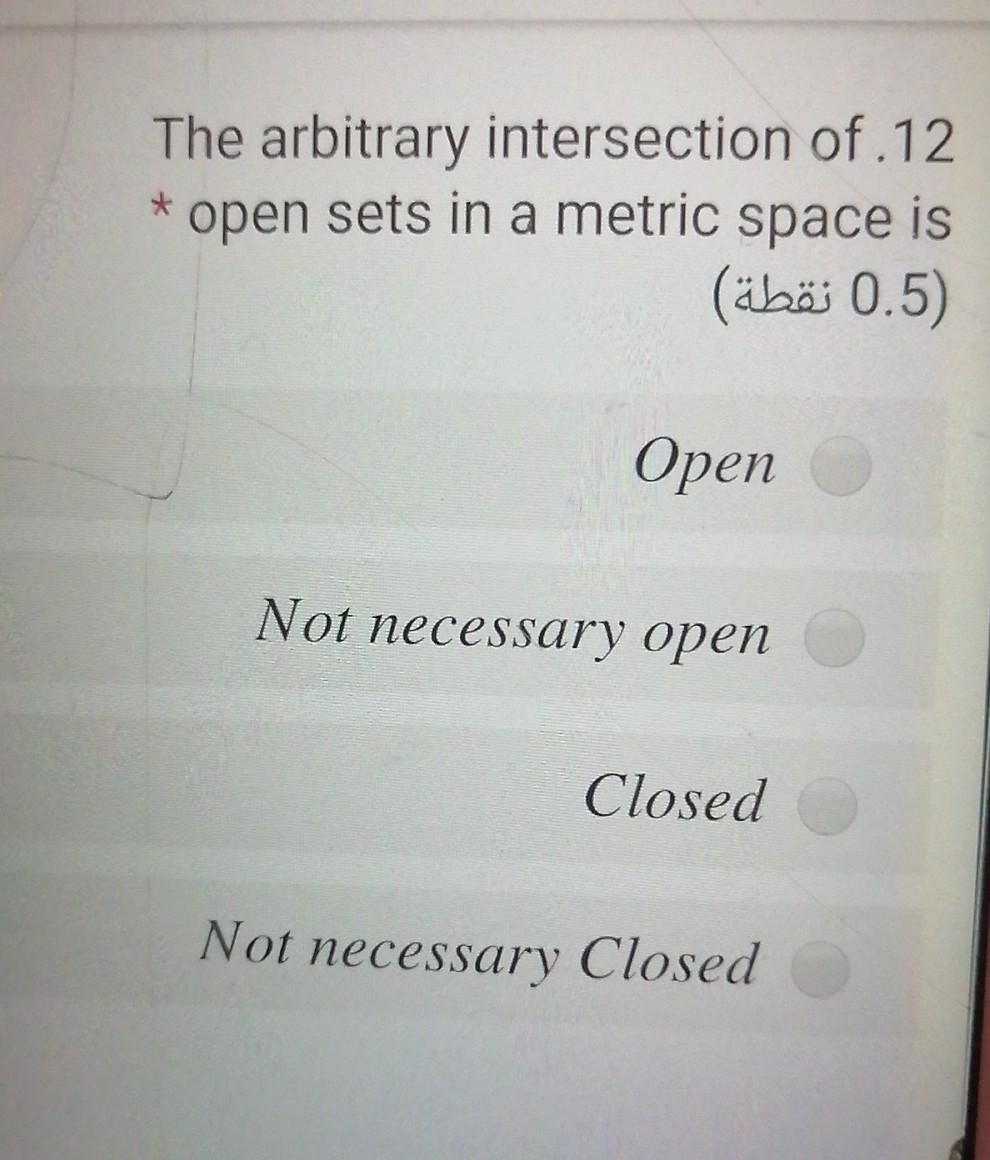 Solved The arbitrary intersection of 12 *open sets in a | Chegg.com