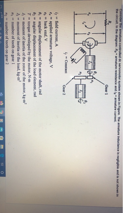 Solved Consider the armature-controlled de servomotor system | Chegg.com