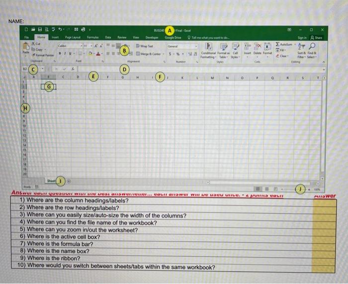 Solved NAME: 1) Where are the column headings/labels? 2) | Chegg.com