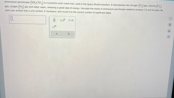 Solved Ammonium perchlorate (NH4ClO4) is a powerful solid | Chegg.com
