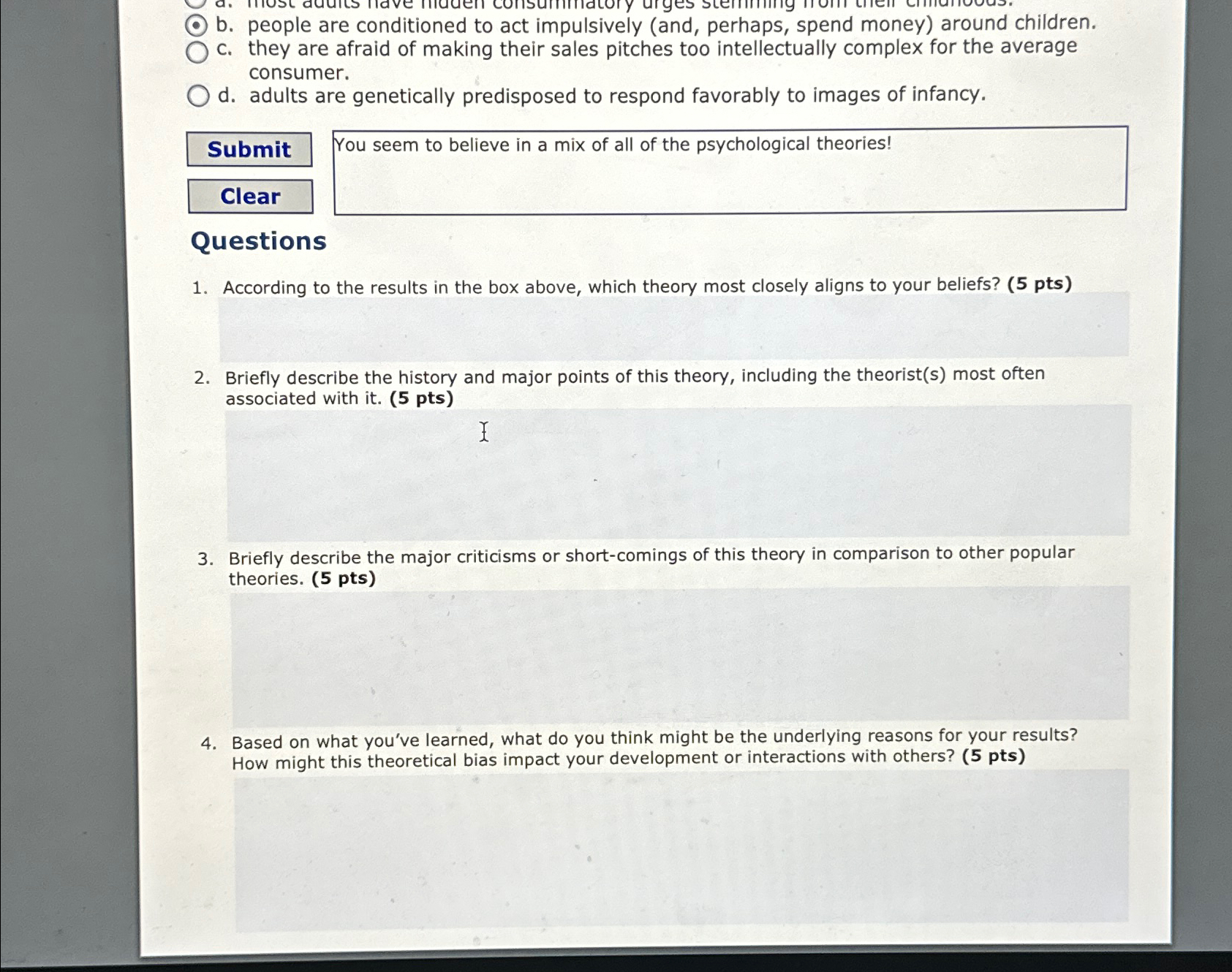 Solved b. ﻿people are conditioned to act impulsively (and, | Chegg.com