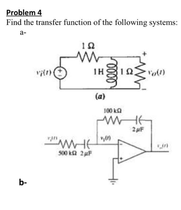 Solved Problem 4 Find the transfer function of the following | Chegg.com
