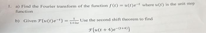 Solved 1. a) Find the Fourier transform of the function | Chegg.com