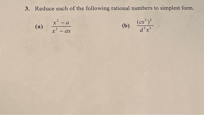 Solved Reduce each of the following rational numbers to | Chegg.com