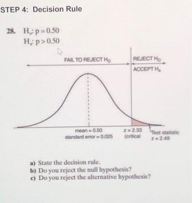 Solved STEP 4: Decision Rule 2 a) State the decision rule. | Chegg.com