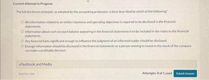 Solved The full disclosure principle, as adopted by the | Chegg.com