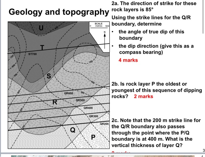 Solved 0 SCALE metres 5001 2a. The direction of strike for | Chegg.com