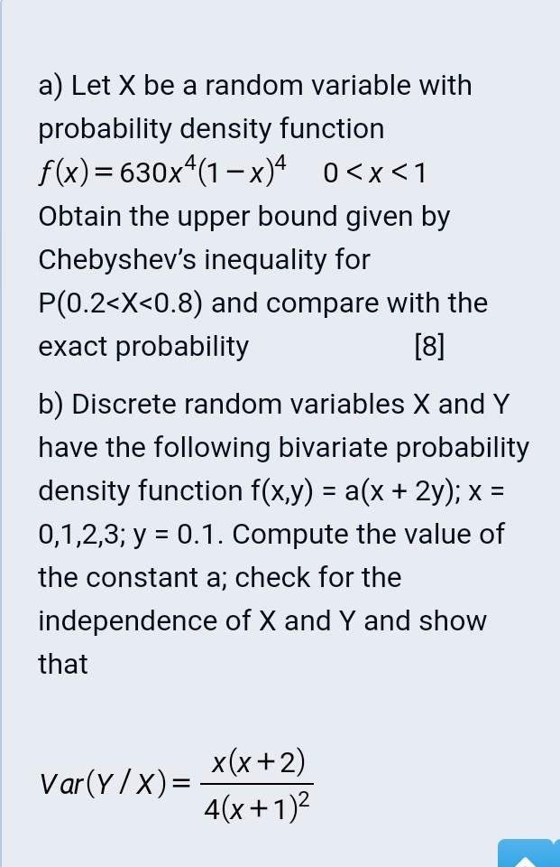 Solved a) Let X be a random variable with probability | Chegg.com