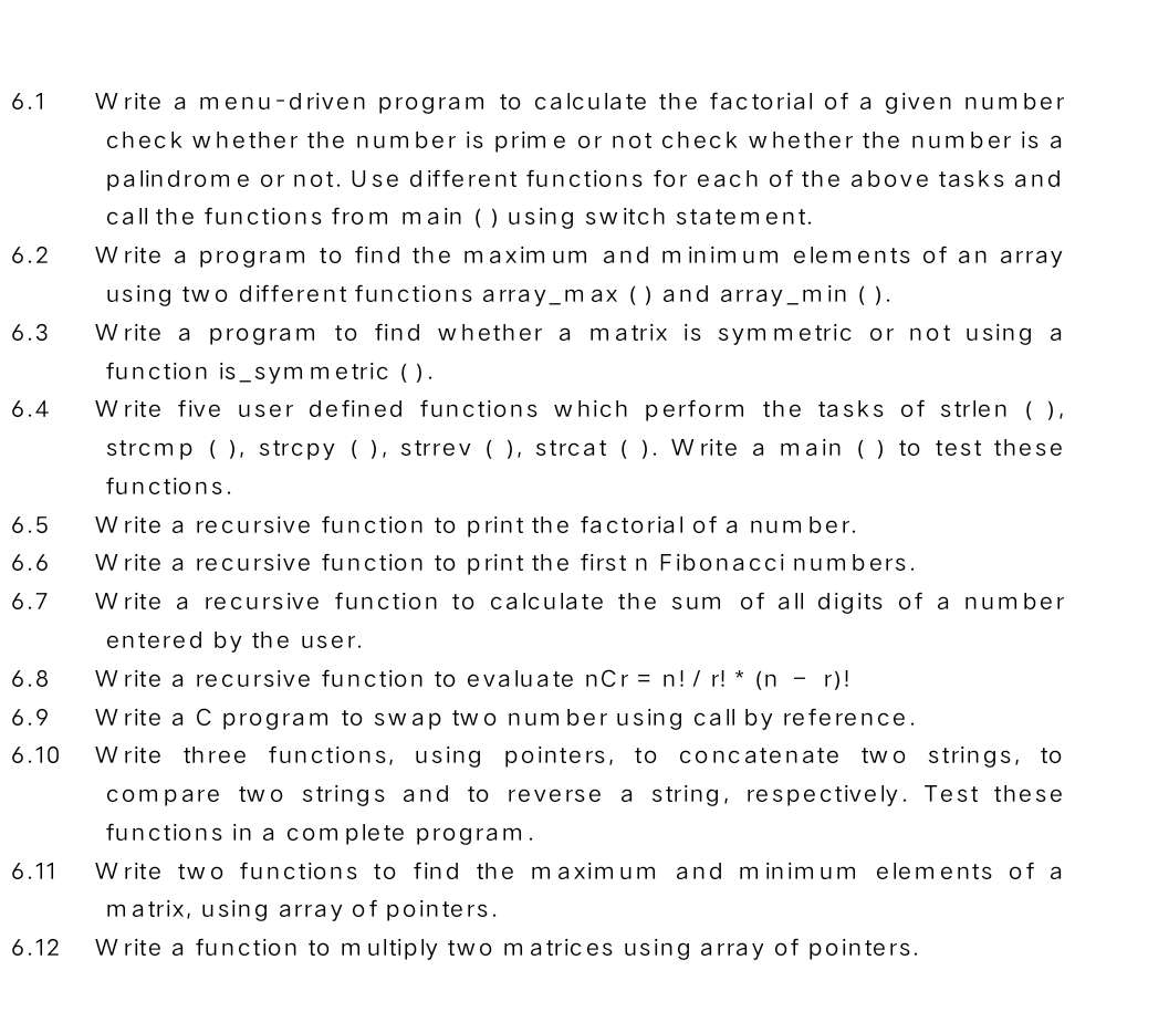 Solved 6.1 ﻿Write a menu-driven program to calculate the | Chegg.com
