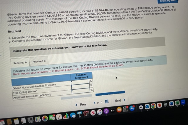 Solved Gibson Home Maintenance Company earned operating | Chegg.com