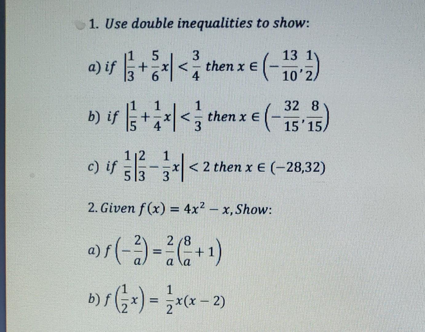 Solved 1. Use double inequalities to show: a) if | Chegg.com