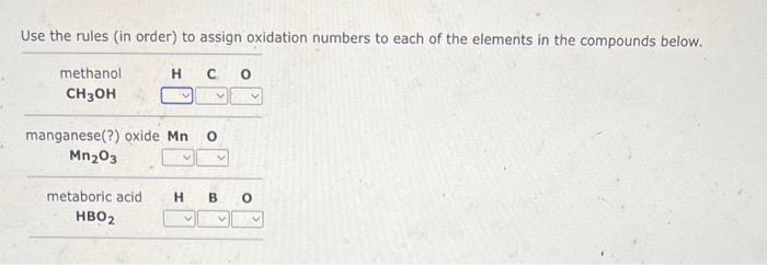 Solved Assigning Oxidation Numbers Use these rules in order. | Chegg.com