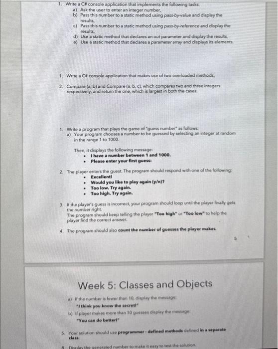 Solved 1. Write a C# console application that implements the | Chegg.com