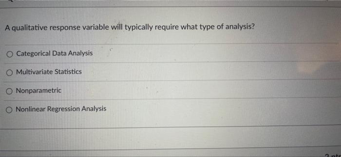 Solved A qualitative response variable will typically | Chegg.com