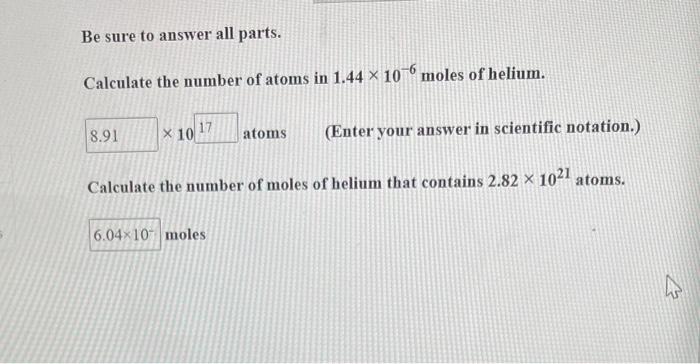 Solved Be sure to answer all parts. Calculate the number of | Chegg.com
