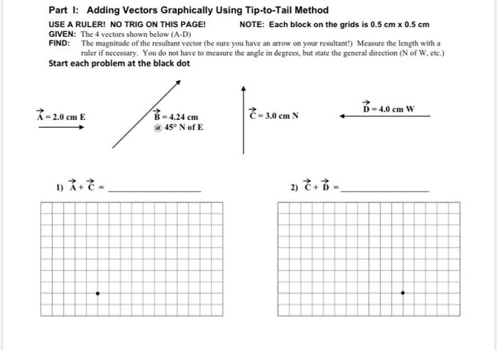 Solved Part 1 Adding Vectors Graphically Using Tip To Tail