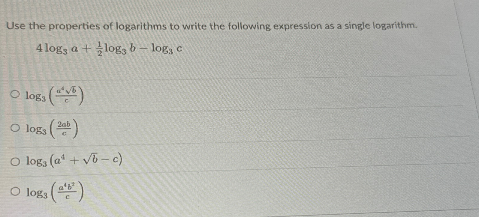 Solved Use the properties of logarithms to write the | Chegg.com