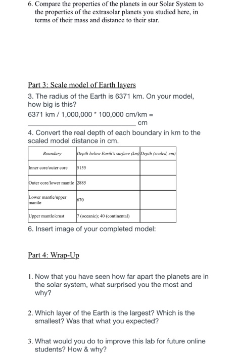 Solved Part 1: Scale Model of the Solar System Distance from | Chegg.com