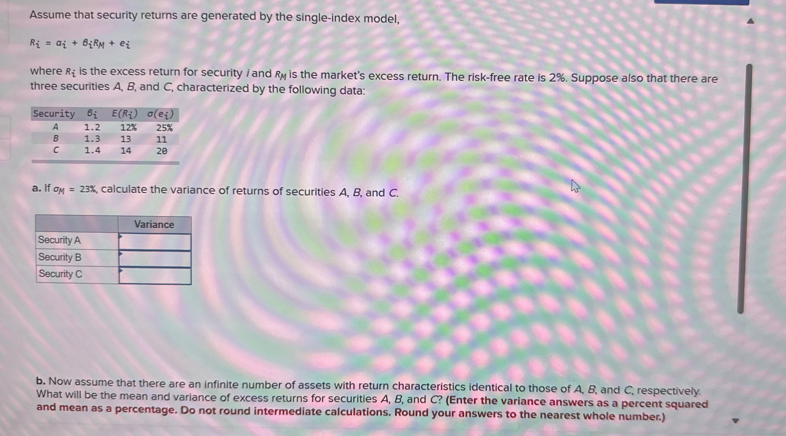 Solved Assume that security returns are generated by the | Chegg.com