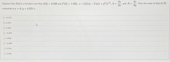 Solved Suppose that f(x) is a function such that f(0)=0.348 | Chegg.com