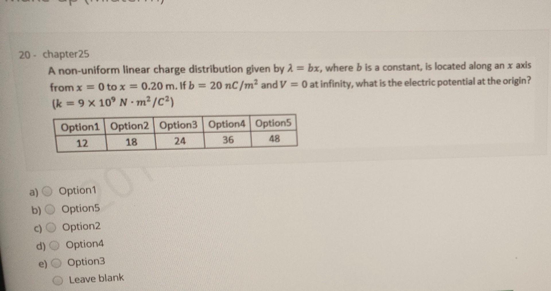 Solved 20- chapter25 A non-uniform linear charge | Chegg.com