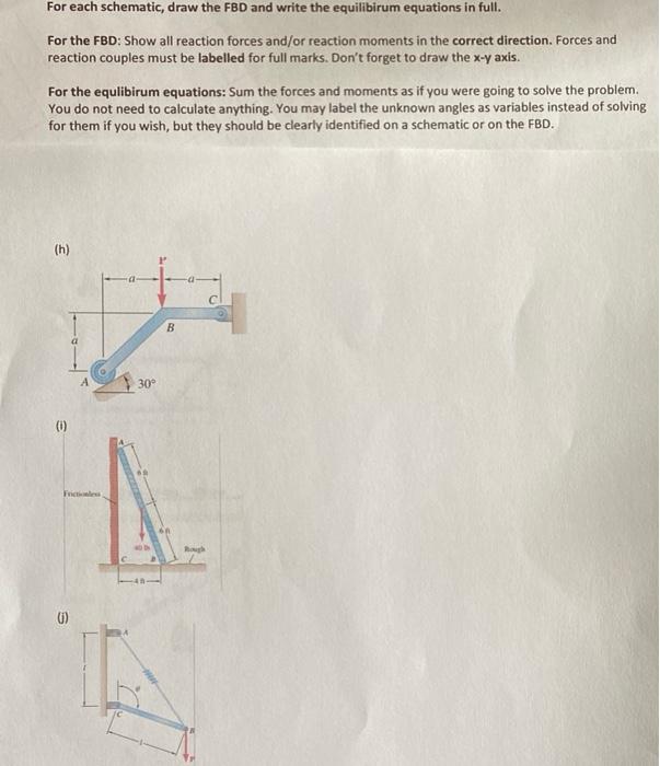 Solved For each schematic, draw the FBD and write the | Chegg.com