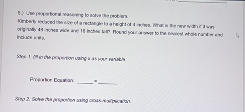 Solved 5.) ﻿Use proportional reasoning to solve the | Chegg.com