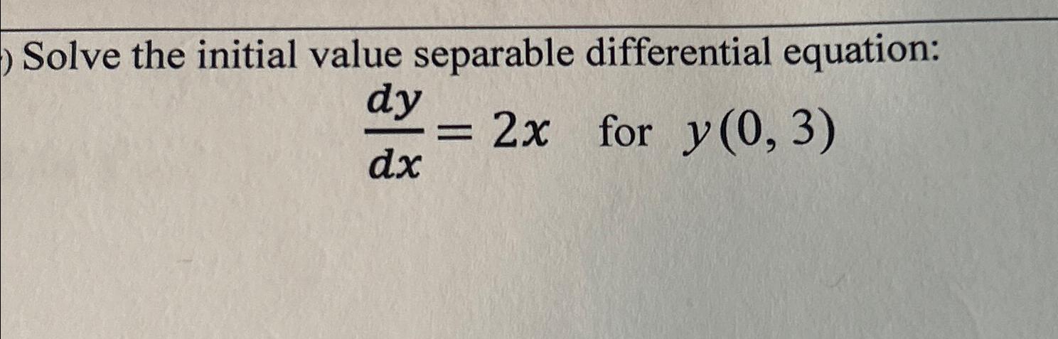 Solved Solve the initial value separable differential | Chegg.com