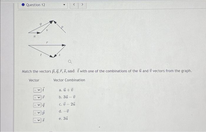 Solved Match the vectors p,q,r,s, and t with one of the | Chegg.com