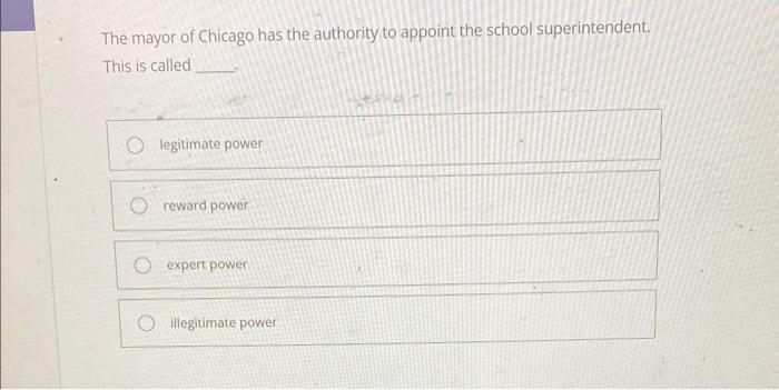 The mayor of Chicago has the authority to appoint the | Chegg.com