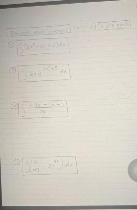 Solved ∫(x+312−3e4x)dx | Chegg.com