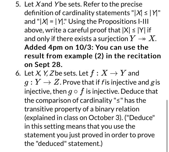 Solved 5. Let X and Y be sets. Refer to the precise | Chegg.com