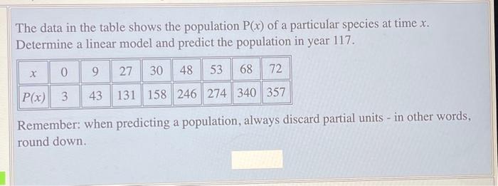 Solved The data in the table shows the population P(x) of a | Chegg.com