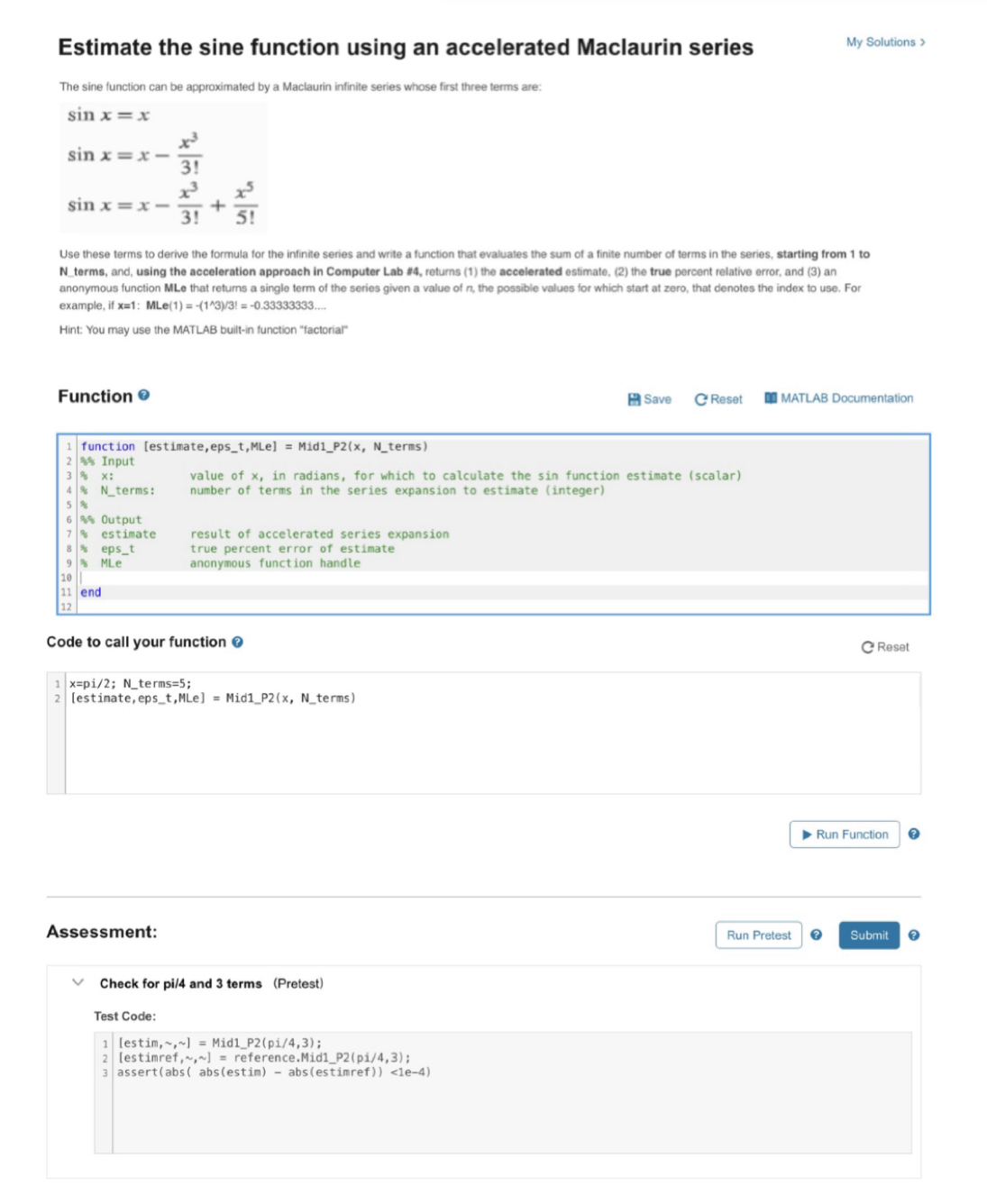 Solved Estimate the sine function using an accelerated | Chegg.com