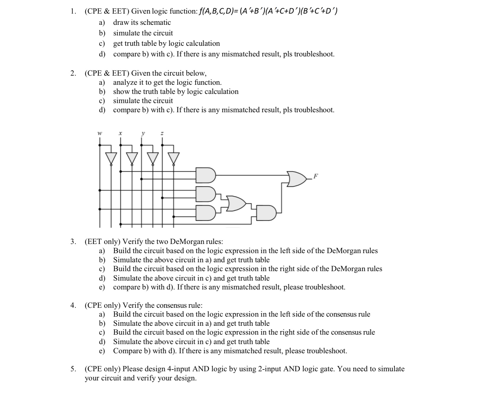 Solved (CPE & EET) ﻿Given logic function: | Chegg.com