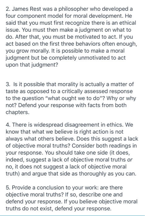 2. James Rest was a philosopher who developed a four | Chegg.com