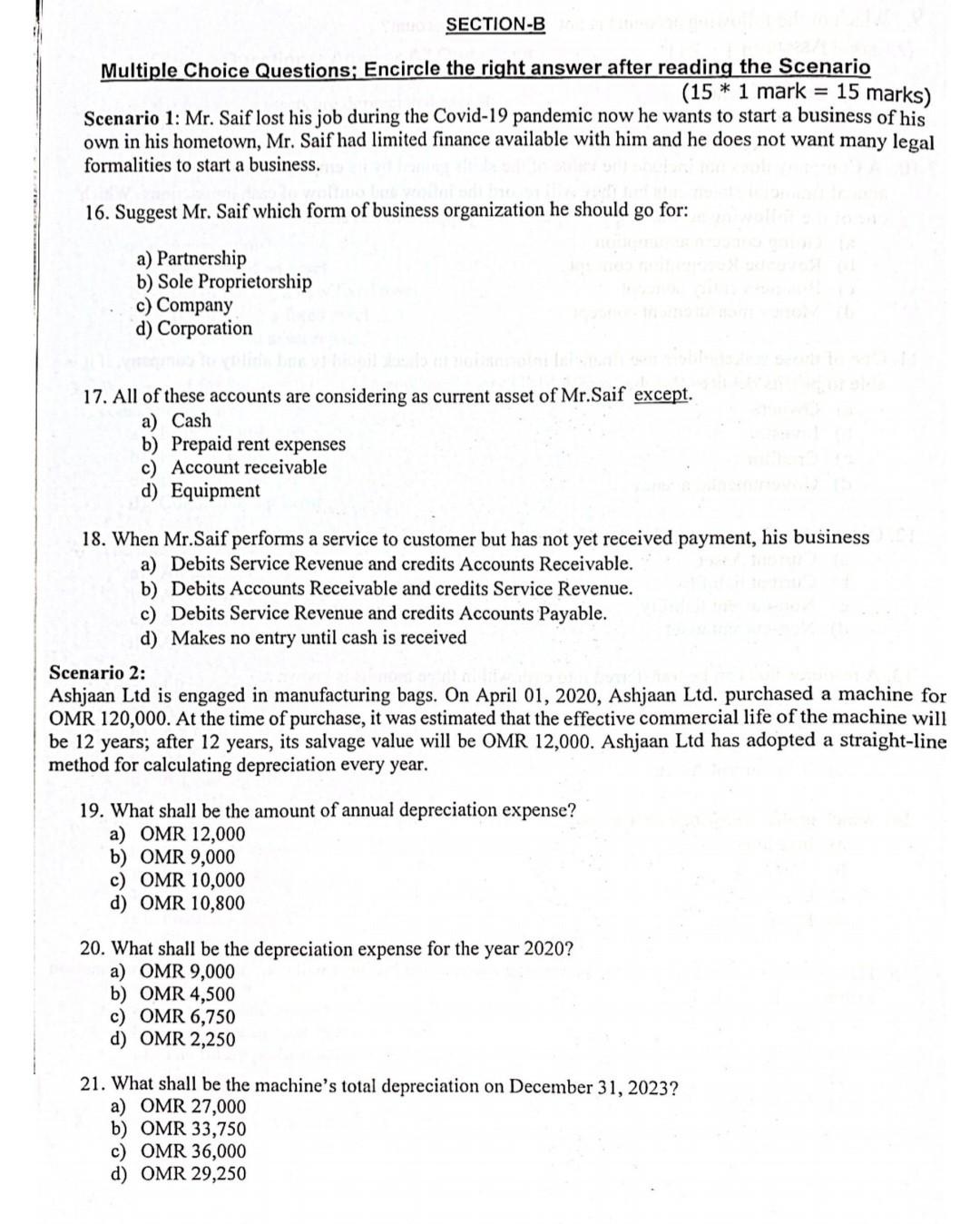 Solved Multiple Choice Questions; Answer All Questions (15∗1 | Chegg.com