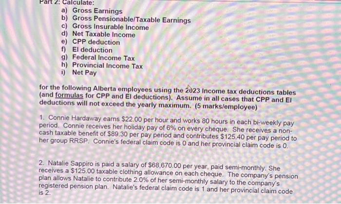 Solved Part 1: 1. Based on the following TD1 Federal and | Chegg.com
