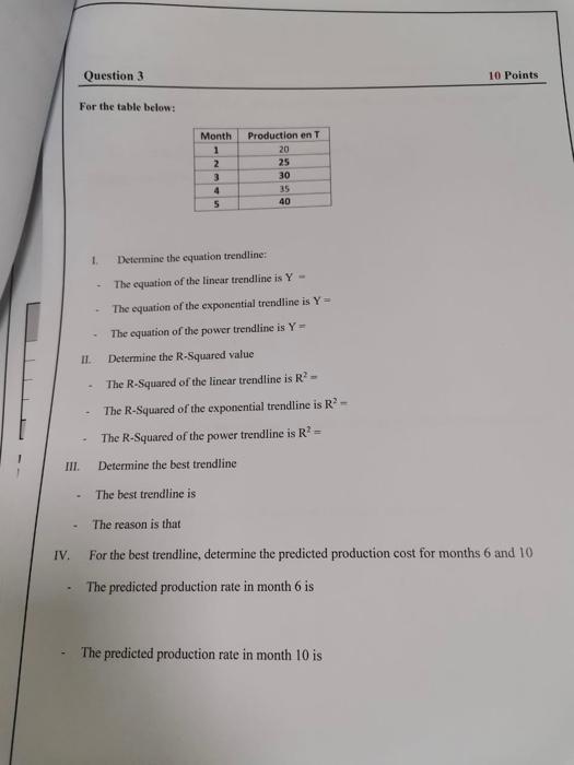 Solved For The Table Below 1 Determine The Equation 3215