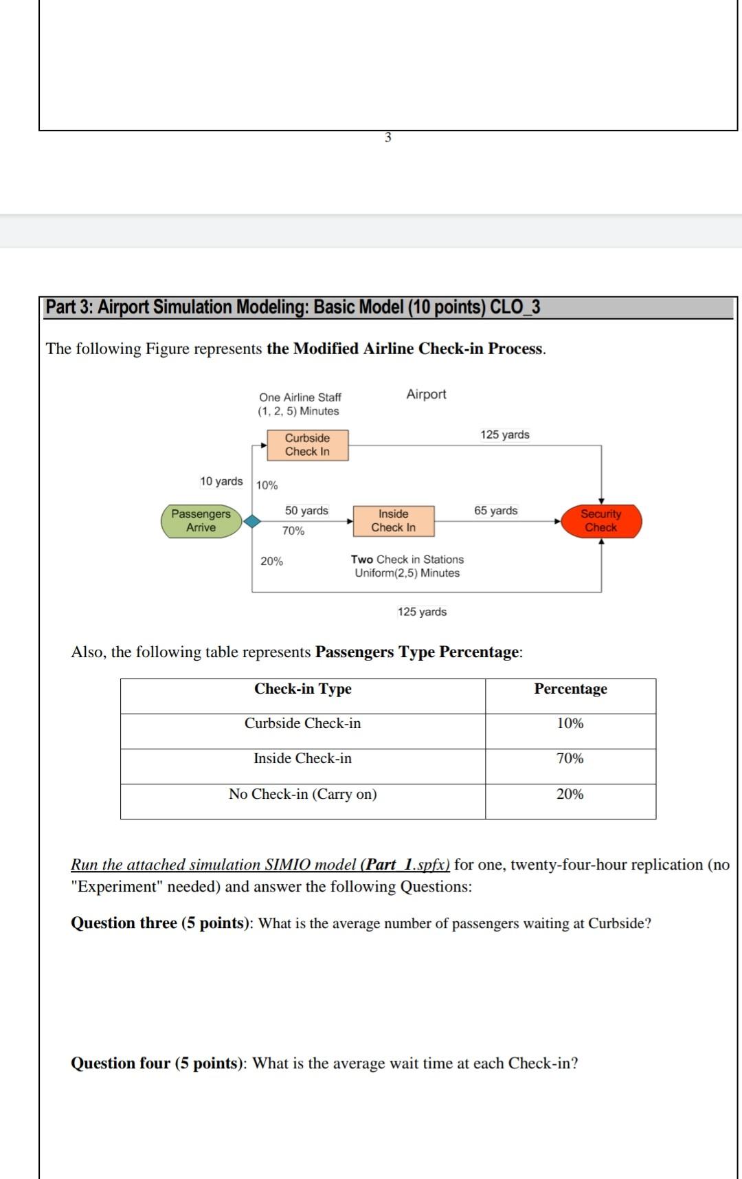 Solved 3 Part 3 Airport Simulation Modeling Basic Model