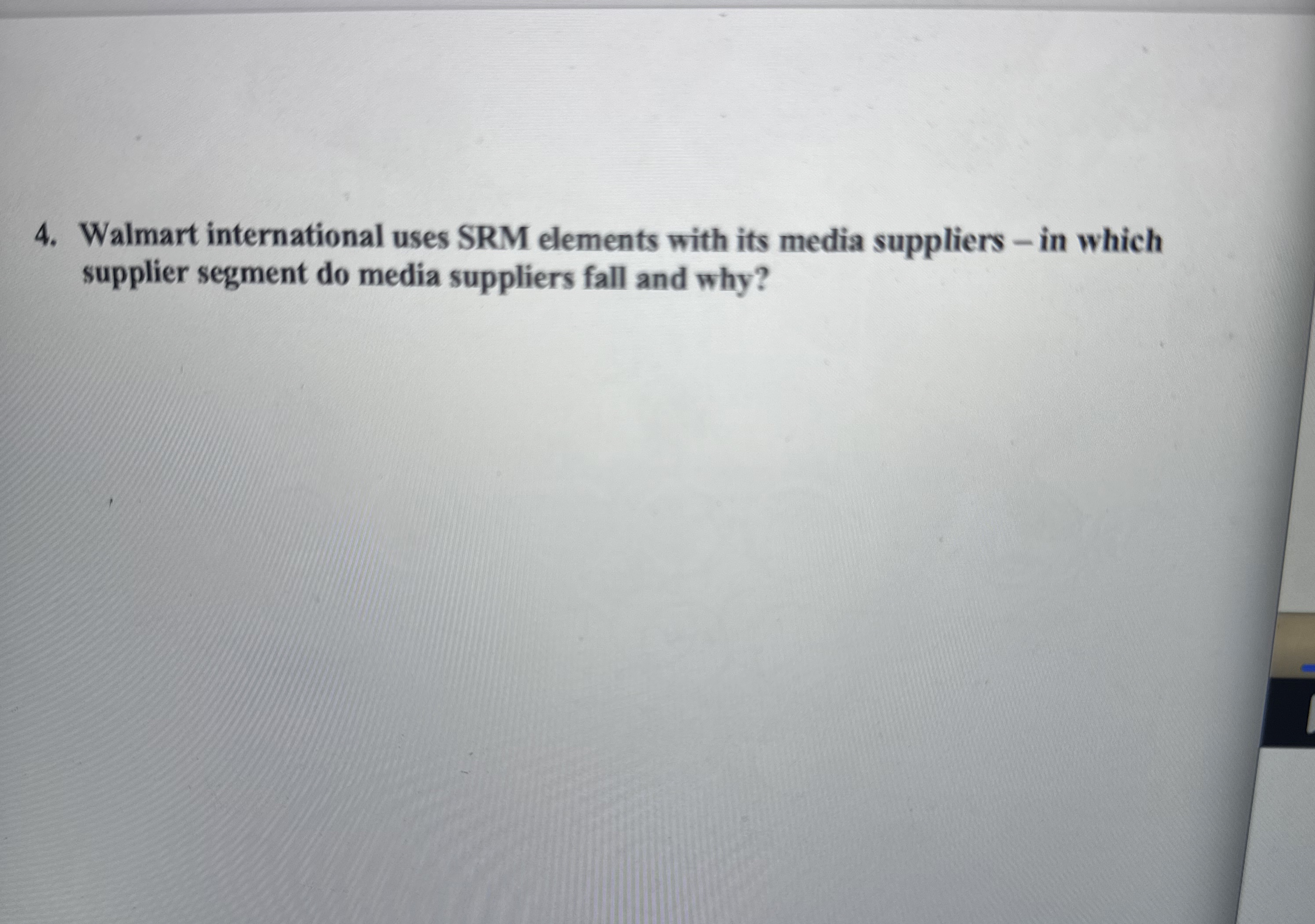 Solved Walmart international uses SRM elements with its | Chegg.com