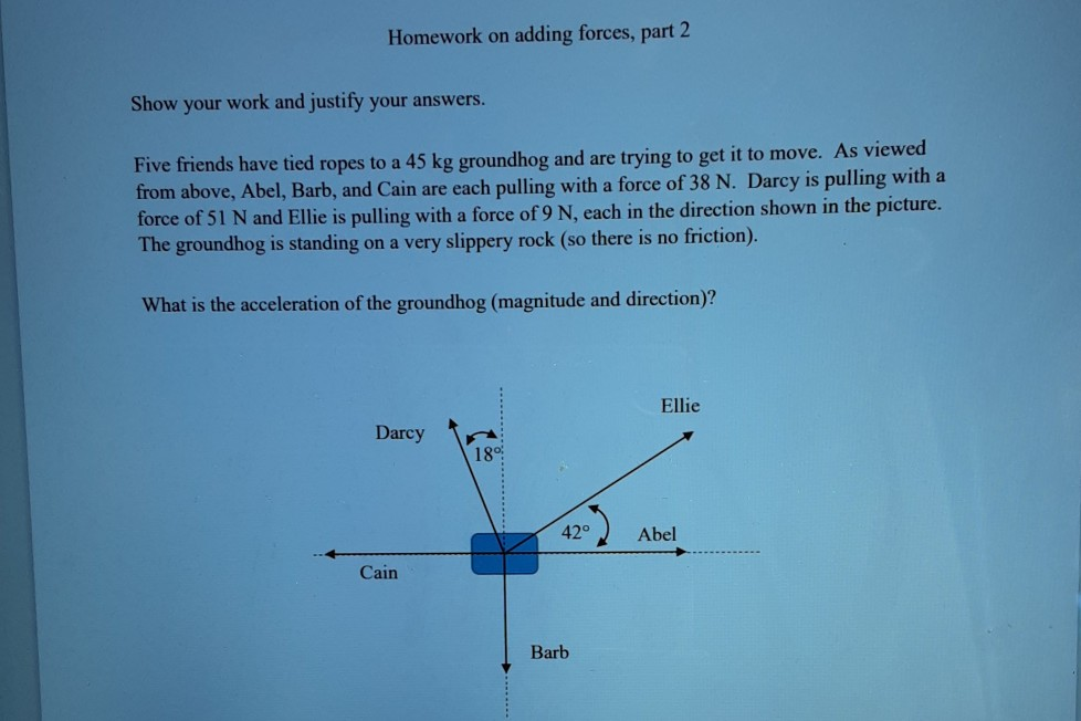 Solved Homework on adding forces, part 2 Show your work and | Chegg.com
