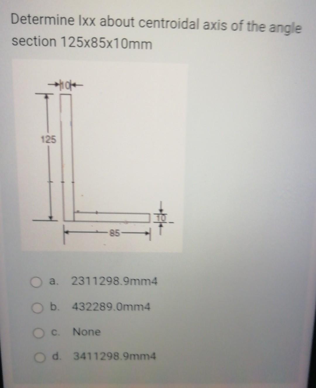 Solved Determine Ixx about centroidal axis of the angle | Chegg.com