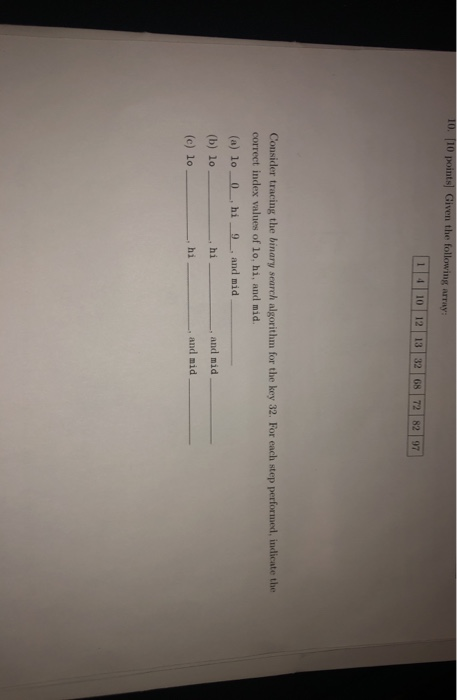 Solved 10. 10 points Given the following array: Consider | Chegg.com